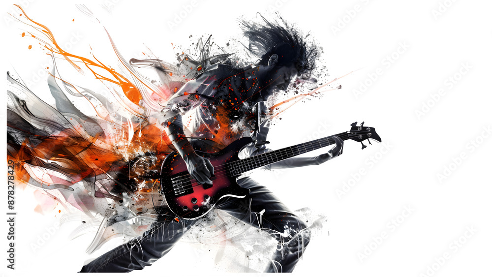Illustration of a rockstar made with paint splash isolated on a ...