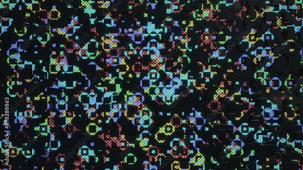 Hi tech pattern on plane surface, neon glow, complex elements and ...