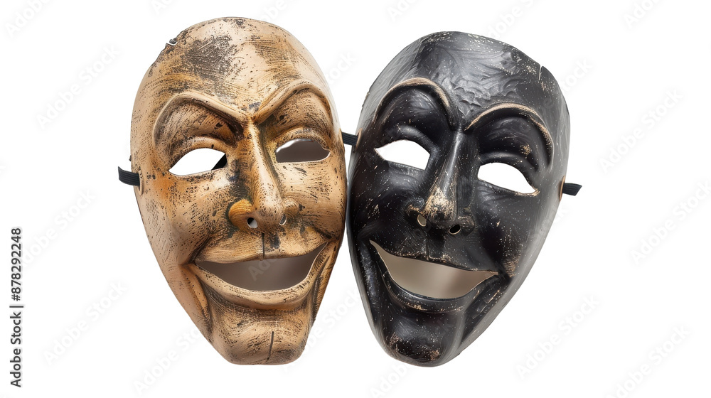 Theatre Mask Duo Representing Comedy and Tragedy on transparent ...