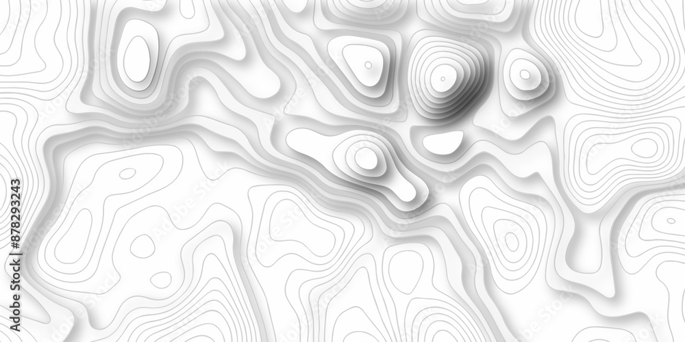 White wave line geography landscape Topo counter map on white ...