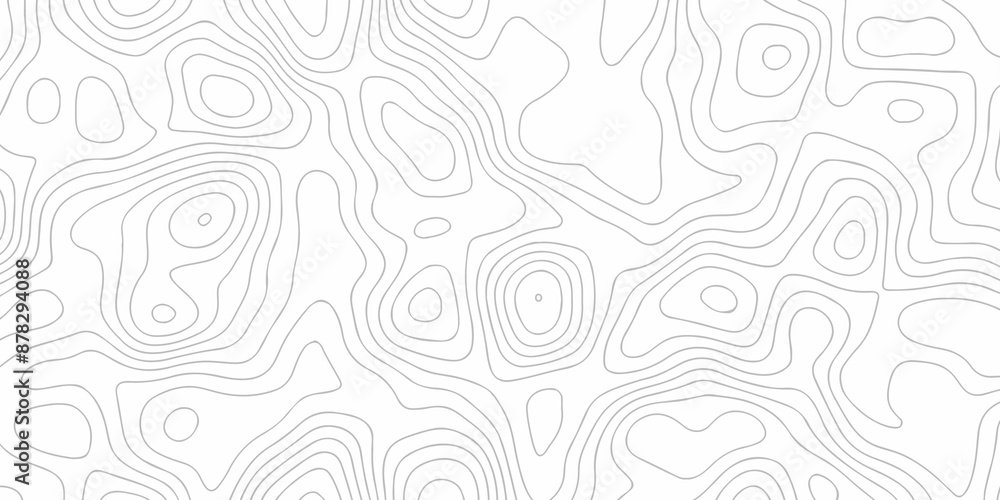 White wave line geography landscape Topo counter map on white ...