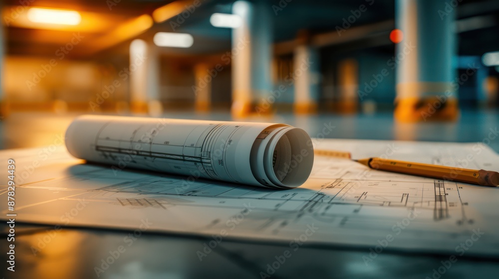 Architectural Blueprint on Wall, Image Wall Blueprint, Structural ...