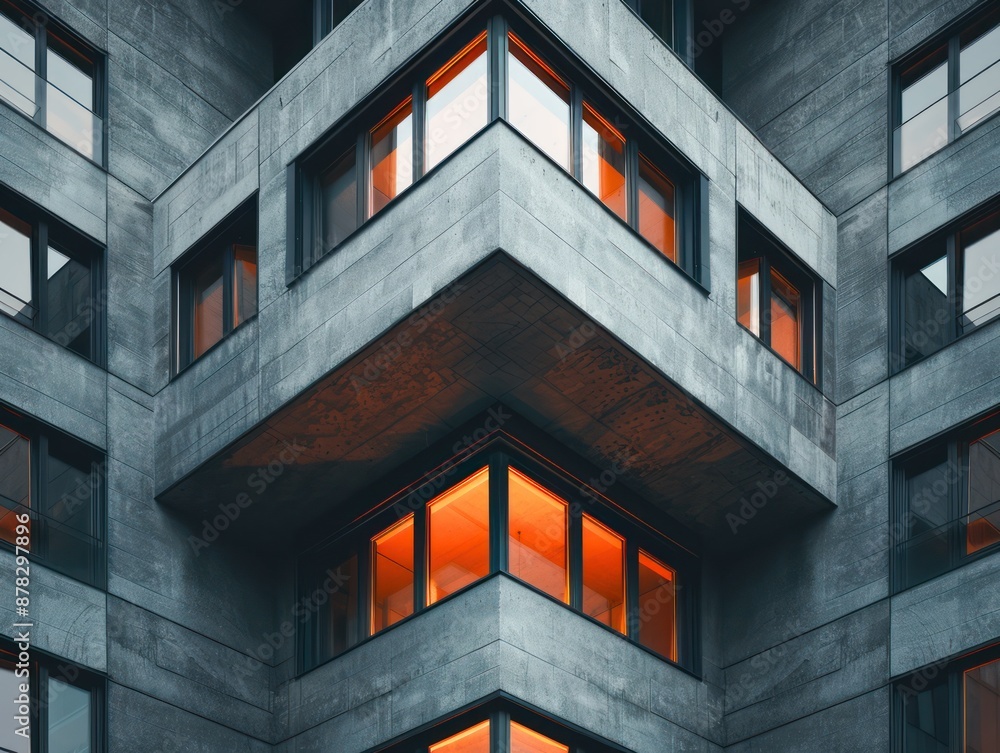 Mysterious Modern Building Cast in Shadows, Geometric Architecture ...