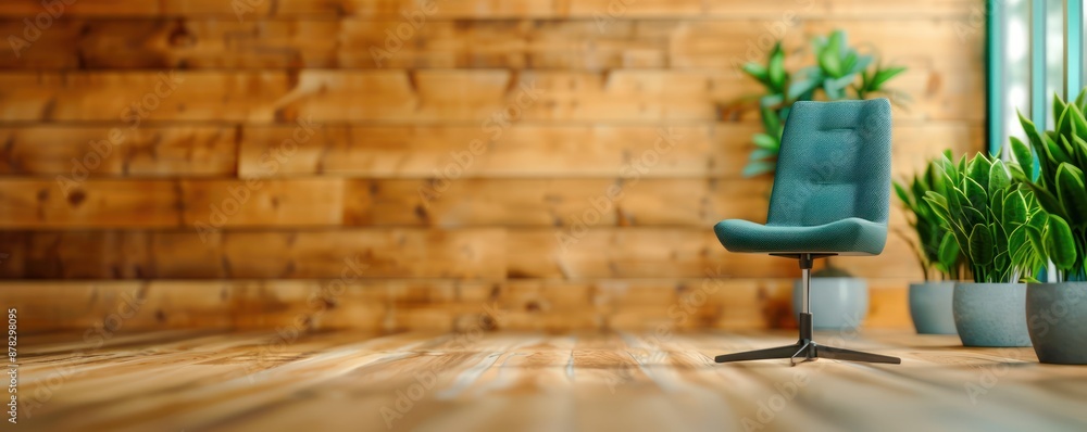 Professional Office Backdrop Image, Wooden Wall, Chair, Plants, Perfect ...