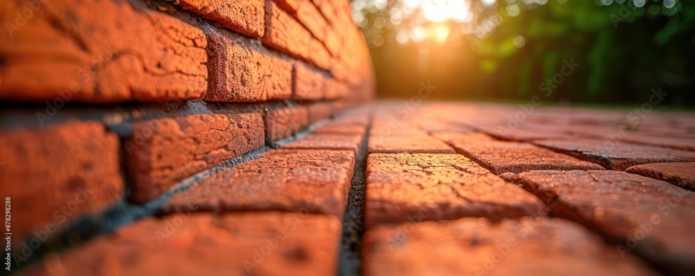 Rustic Brick Wall Texture with Detailed Mortar Joints, Close-Up of Red ...