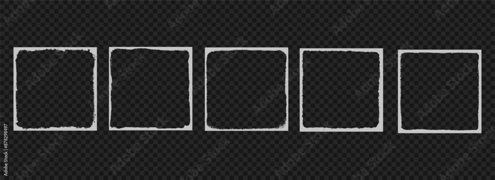 Grunge photo frame template collection. Square old rough edge effect ...