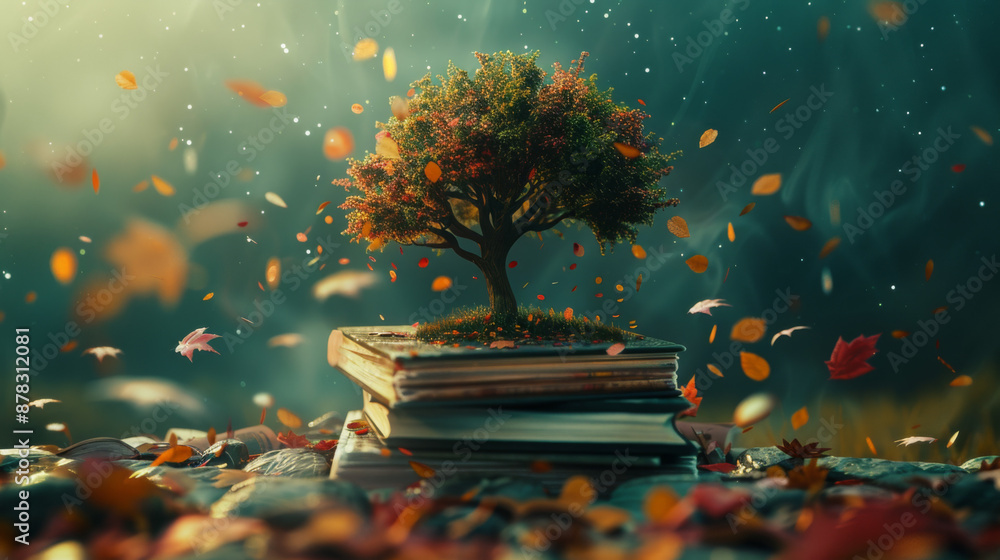 Abstract tree of knowledge with branches representing different fields ...