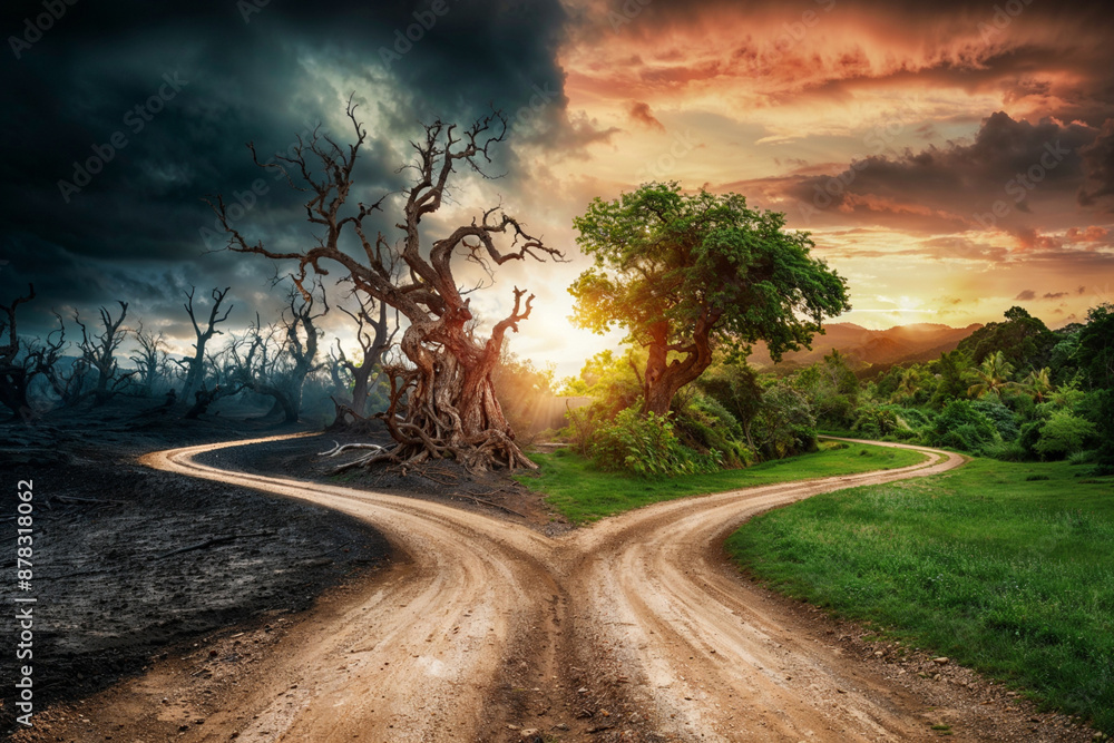 Crossroad decision concept. Transformation and Growth: Highlighting the ...