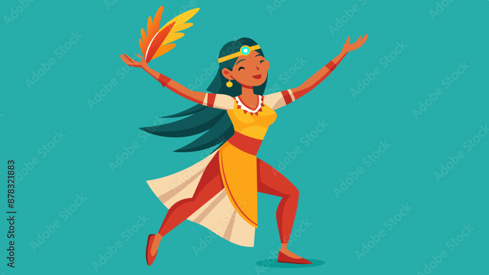 A Native American woman with a slender figure, wearing a traditional ...