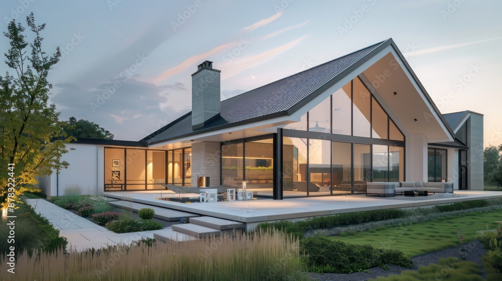 Suburban farmhouse with a contemporary twist, featuring angular ...