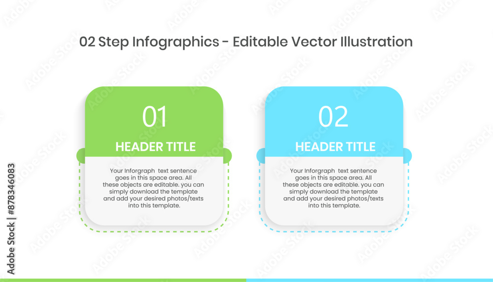 2 Step Infographics Design Template - Graph, Pie chart, workflow layout ...