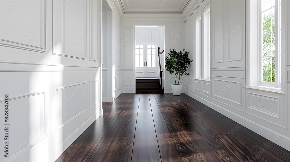 Spacious interior showcasing bright white walls with elegant white ...