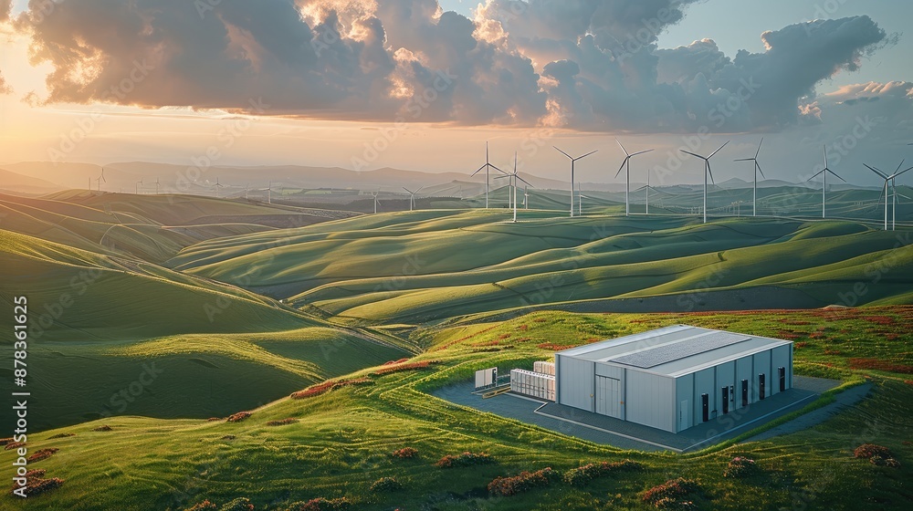 An aerial view of a battery energy storage system with a substation in ...