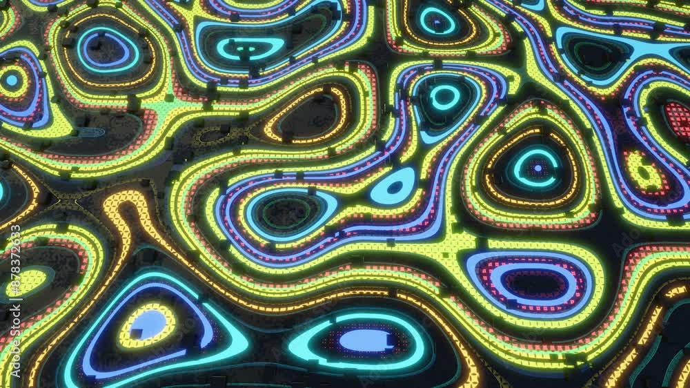 3d objects form sci fi composition on surface 3d pattern. Hi tech ...