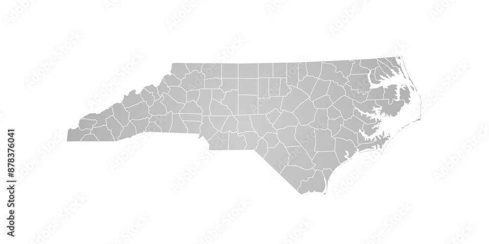 North Carolina administrative map. counties map of North Carolina with color, blank Map, empty ...