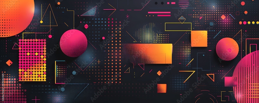 A flat vector background with color scheme, featuring bold geometric ...