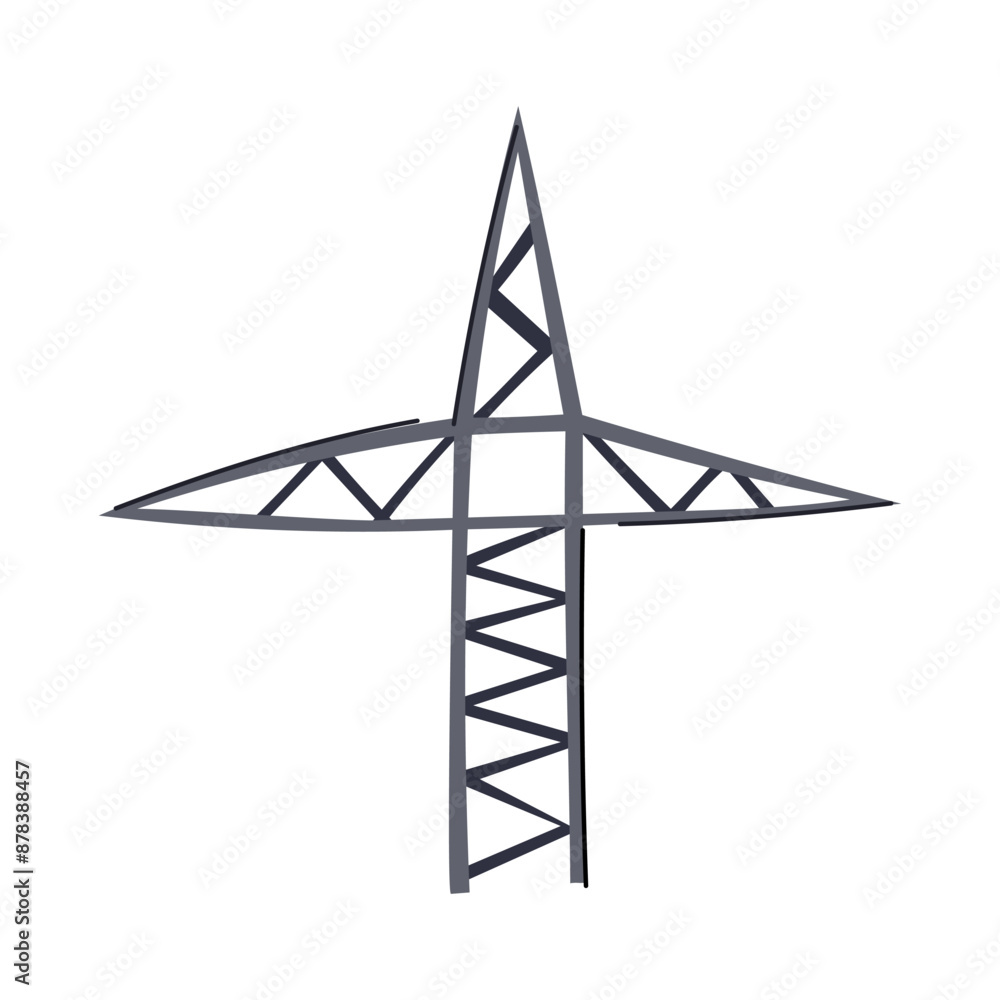 pole electric pylon cartoon. industry line, grid cable, distribution ...