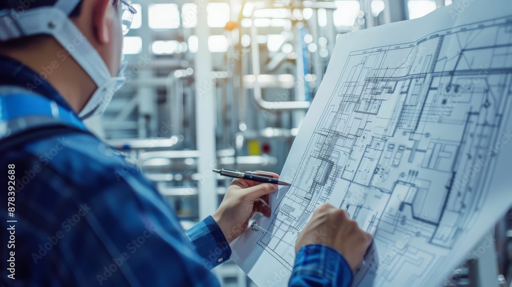 Blueprints for industrial facilities include equipment layouts, utility ...