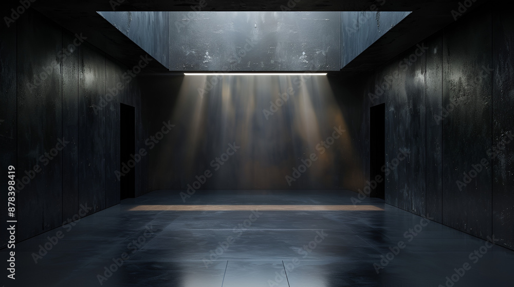 cuarto o habitacion oscura con muros o paredes en negro con iluminacion ...