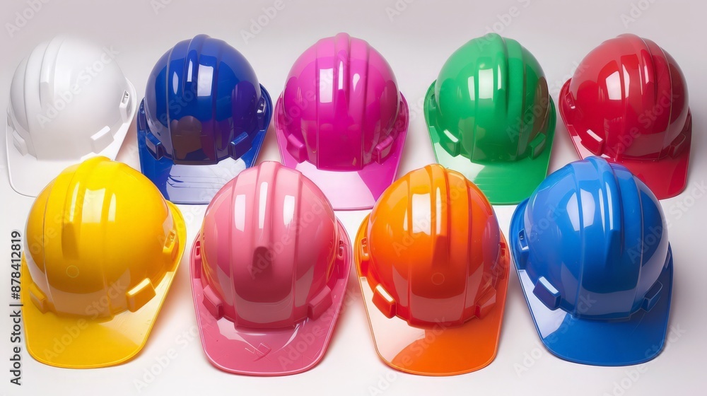 color coding system used for hard hats and their meanings. Stock Photo ...