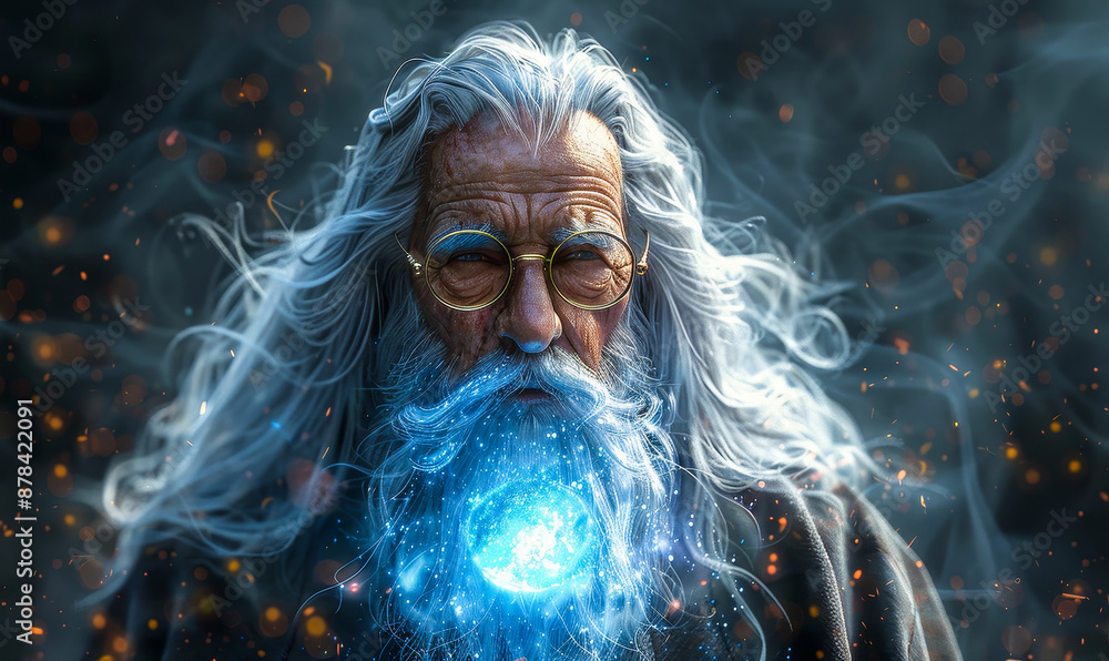 Ancient Persian Wizard Casting Spell with Glowing Orb - Mystical Elder ...