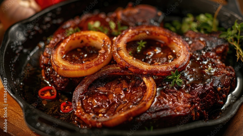 Traditional Filipino dry aged angus bistek tagalog steak with onion ...