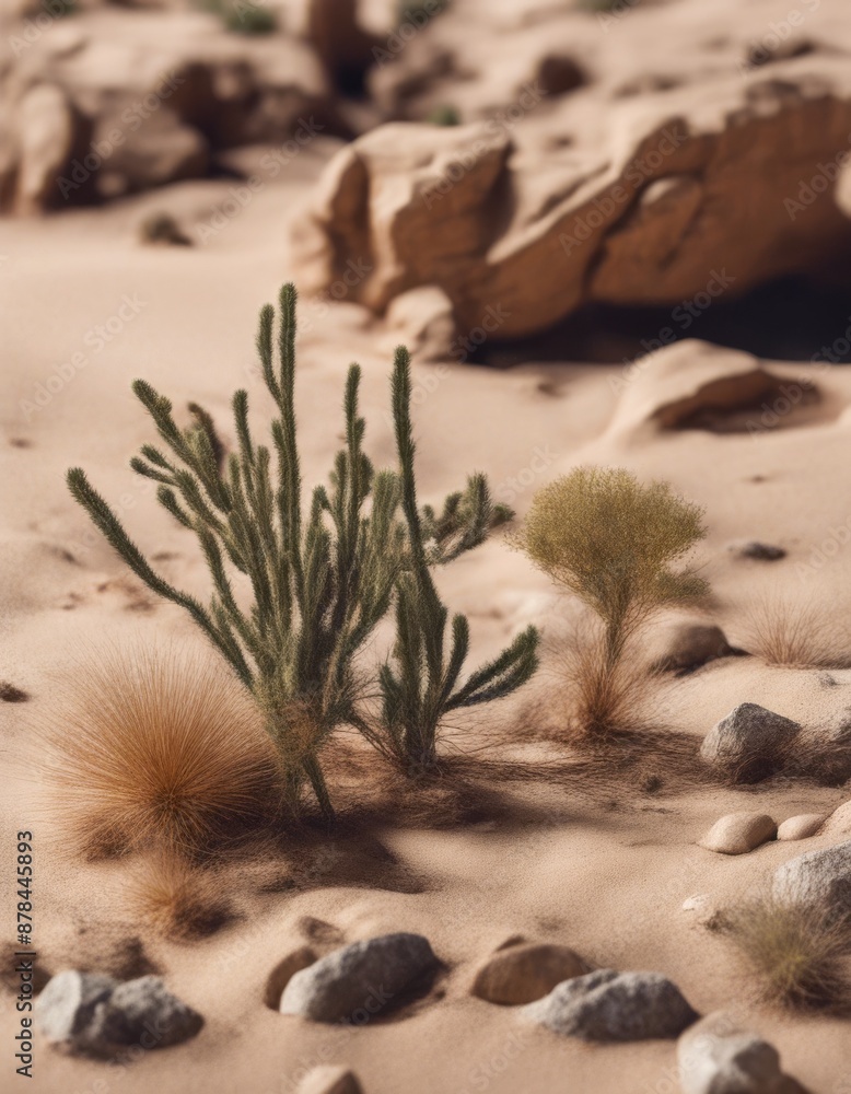dry desert land rocks plants transparent collection rock background ...