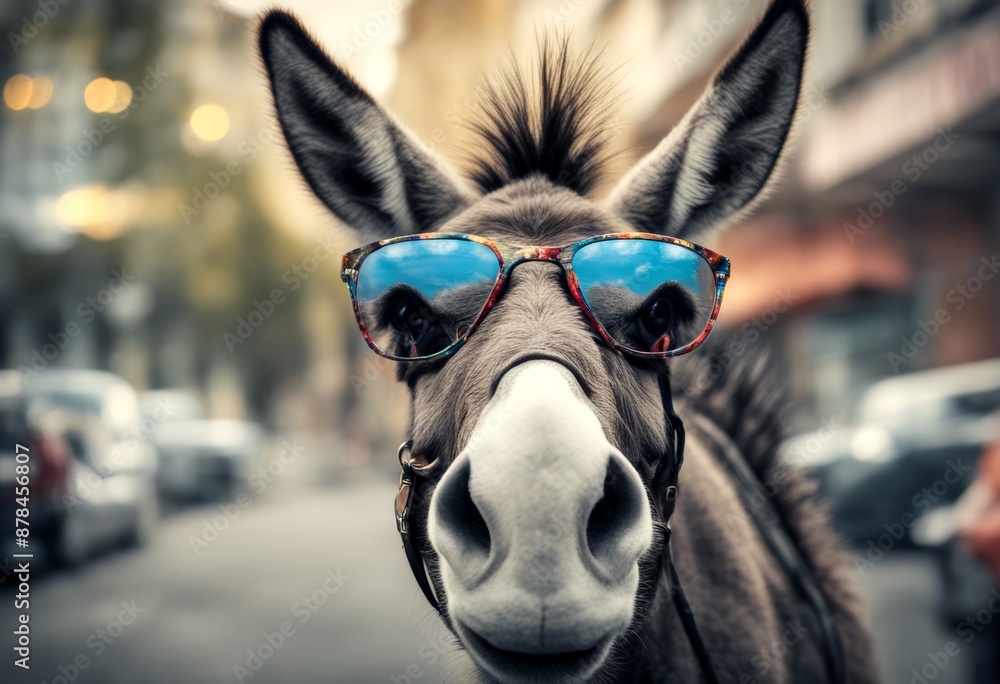 funky donkey portrait glasses fun animal funny illustration cartoon ...