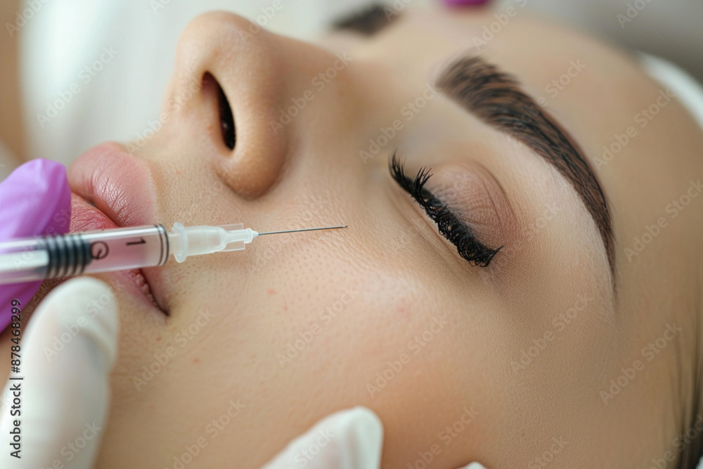 Facial aesthetics surgery cosmetology treatment. A scene of medical ...