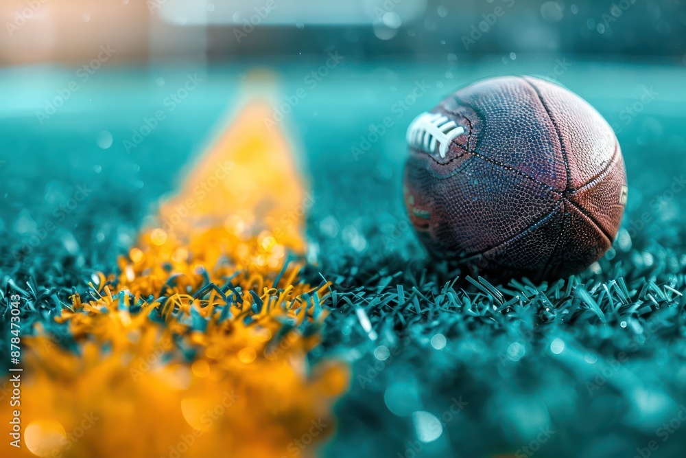 American Football Field with Yard Line Numbers, Game Competition Setup ...