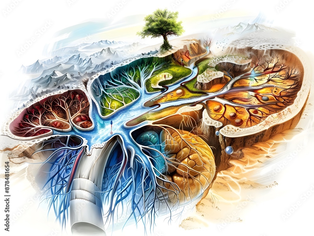 Detailed Cross-Section of the Renal Cortex Layers and Structures Stock ...