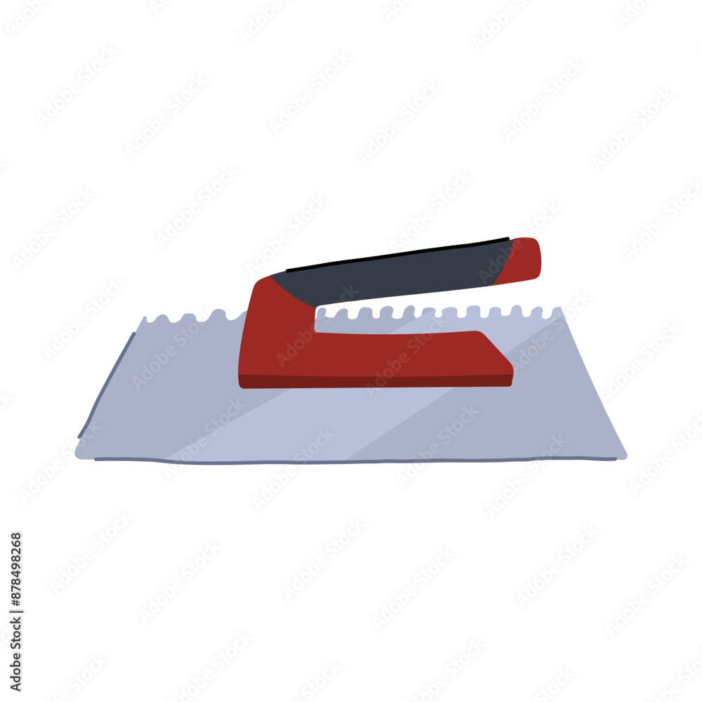 adhesive notched trowel cartoon. floor construction, tiler tiles ...