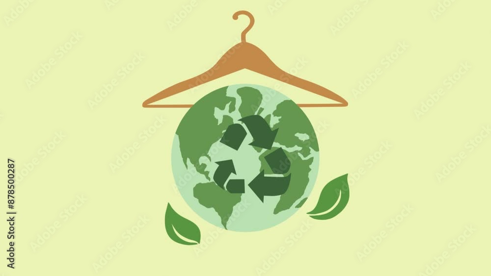 Video animation of Reuse, Reduce, Recycle symbol, clothes hanger, Earth ...