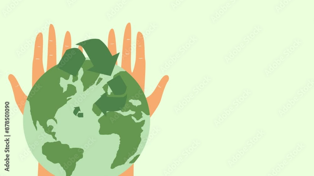 Video animation of hand holding green Reuse, Reduce, Recycle symbol ...