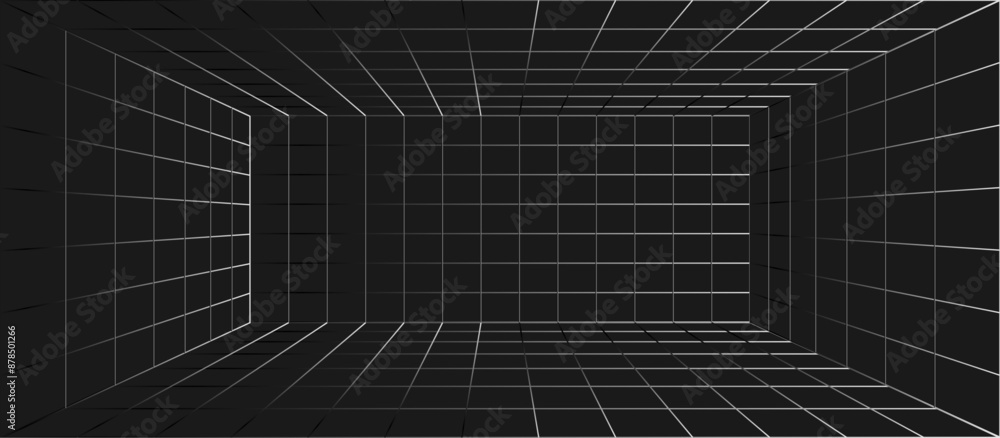Abstract perspective grid line room background design. vector gradient ...