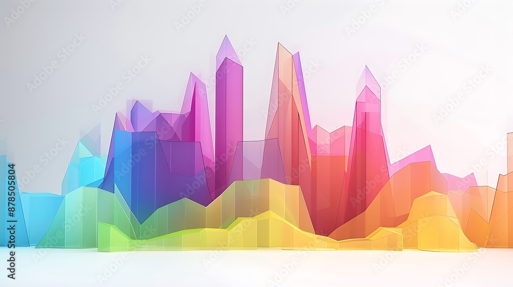 Marketing area graph with shaded regions, isolated on white background ...