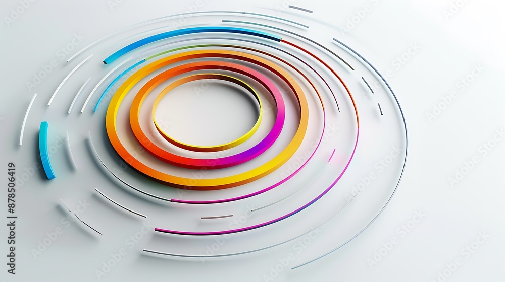 Marketing graph with circular design, concentric data rings, isolated ...