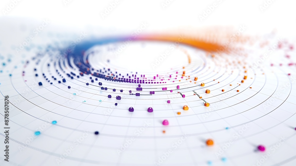 Marketing graph with circular design, concentric data rings, isolated ...