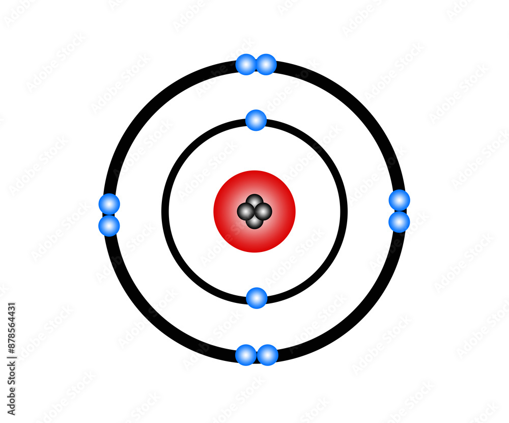 3D model of Atom or 3D diagram of atom. Structure of Atom isolated on ...