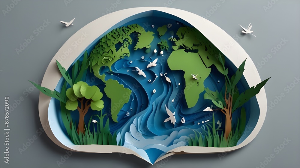 paper Art: Ecology and World Water Day - Environmental Protection and ...