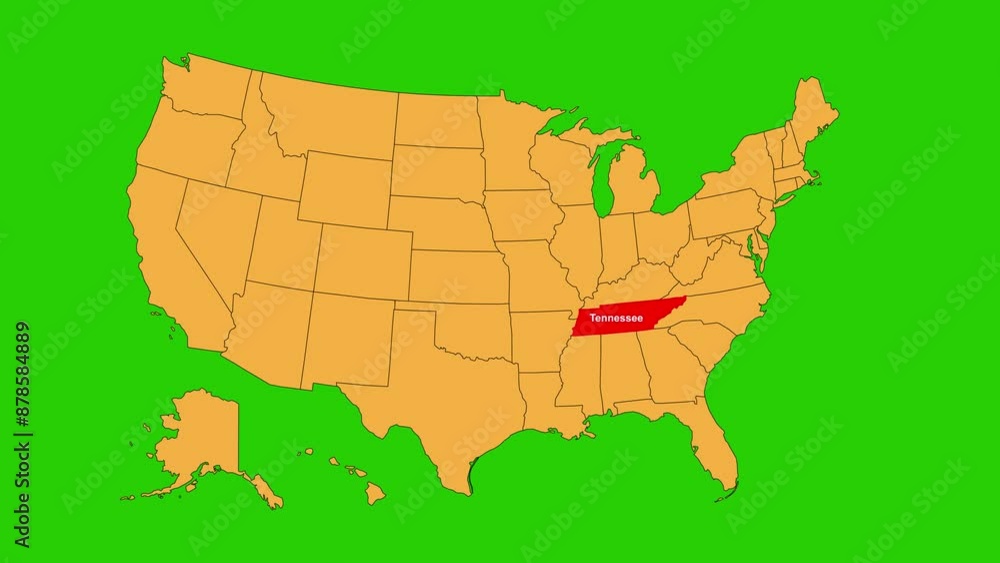Tennessee map animated video. Map Highlighted on the USA map with ...