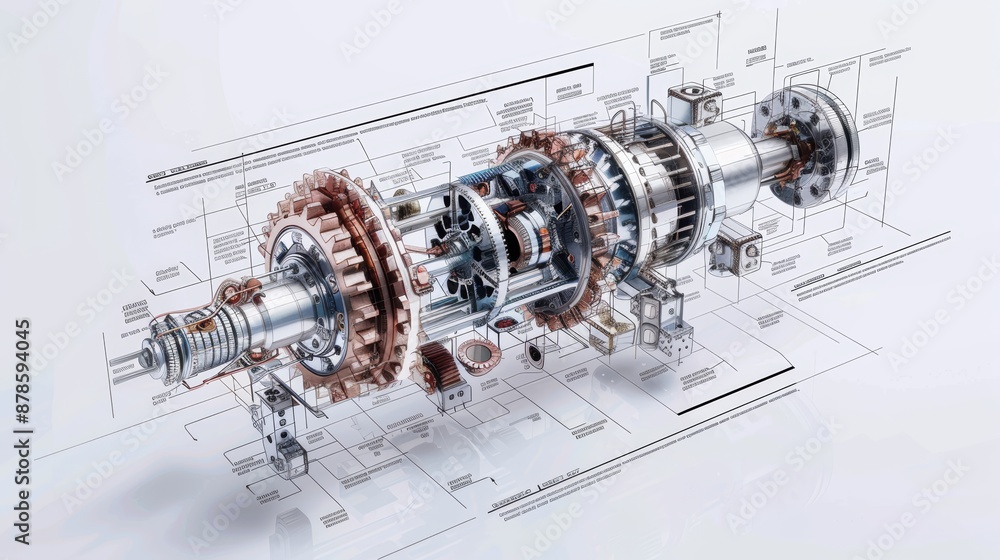 Technical Cross Section of Gearbox Showing Internal Gears and ...