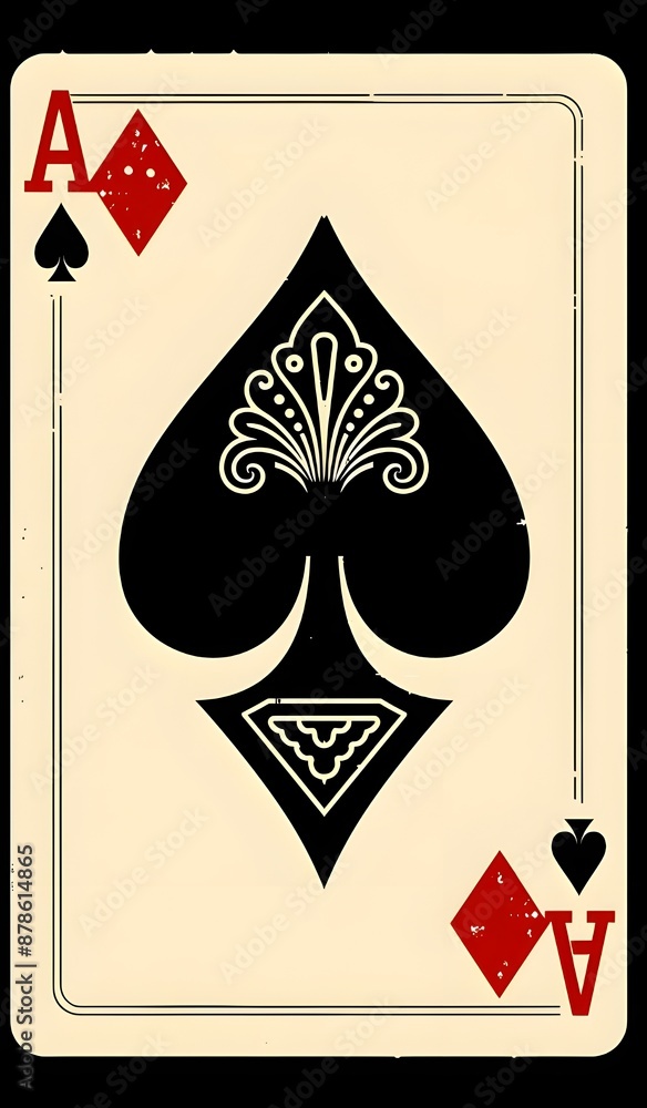 Ace of Spades Playing Card With Intricate Design and Worn Edges Stock ...