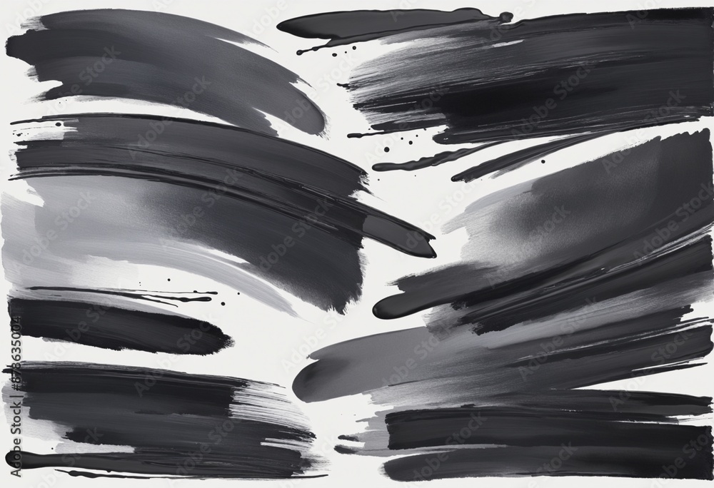 Design element with hand-drawn black watercolor brush strokes on white ...