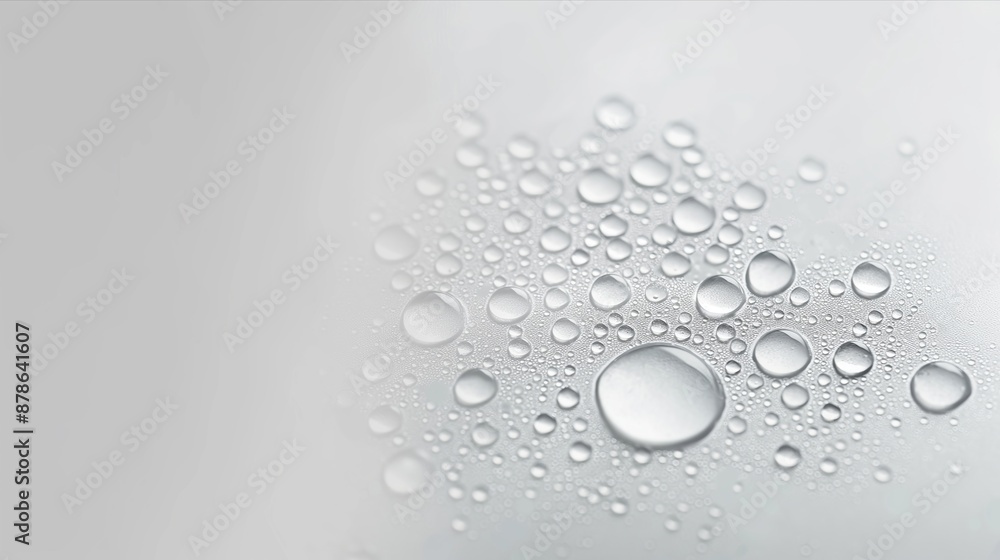 A white background with a large number of small water droplets ...