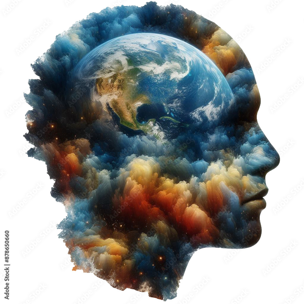 Oil Painting Depicting Human and Planetary Unity ; Humanity's Bond with ...