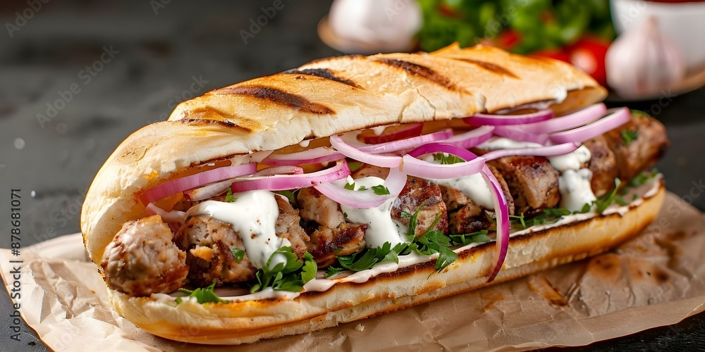 Middle Eastern Sandwich Featuring Chicken Shawarma, Kafta, and Doner ...