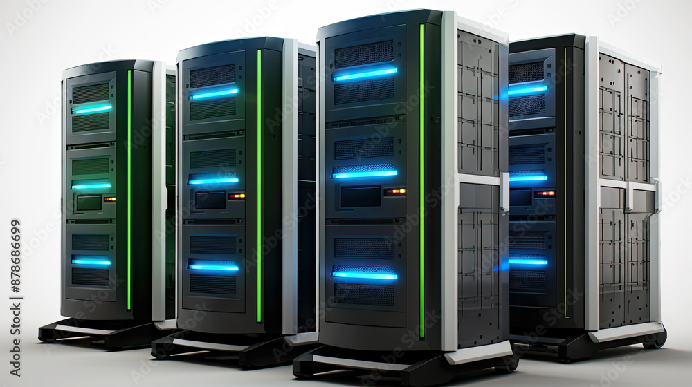 High-tech server racks in a contemporary data center, advanced ...