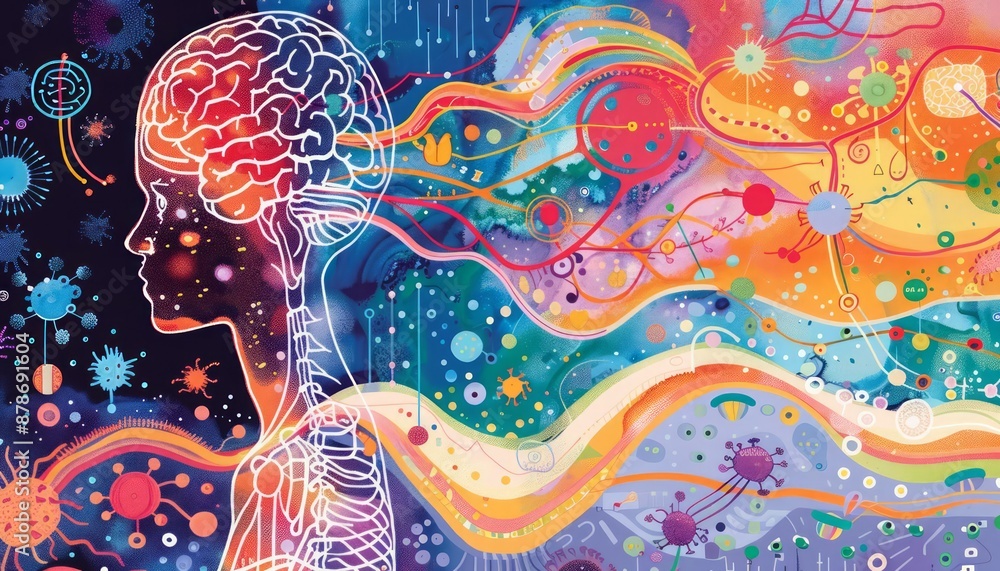 A colorful diagram depicted the complexity of the human nervous system ...