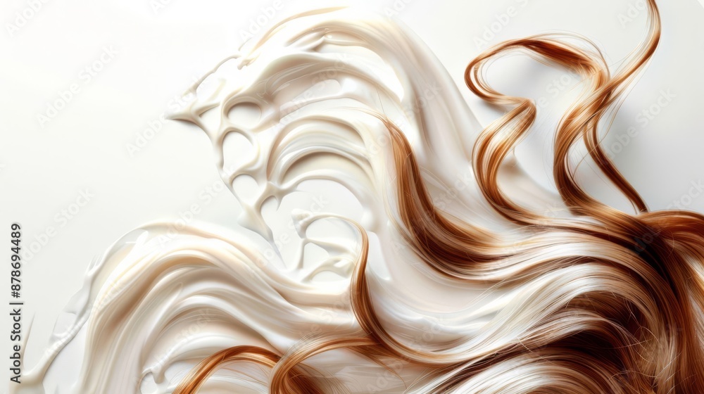 Vector of hair mousse and styling cream, white background, textured and ...